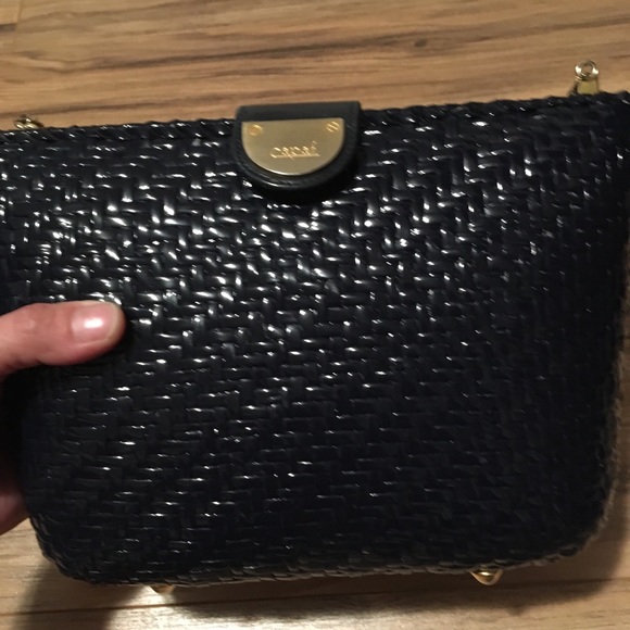 Vintage | Bags | Vintage Capaf Navy Straw Bag | Poshmark
